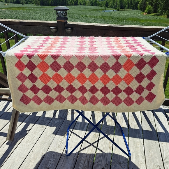 Bedding | Vintage Colorblock Crochetknit Throw | Poshmark
